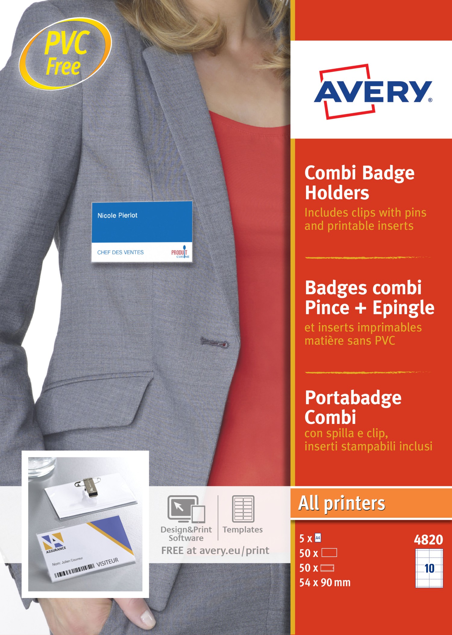 Combi Badge Holders with Clip and Pin | 4820-20 | Avery