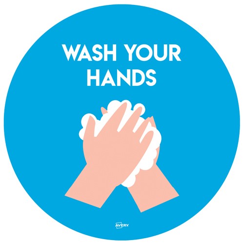 COVID/Coronavirus Wash Hands Circular Label Sign | COVWH275 | Avery
