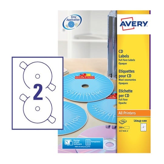 Printable CD Labels, Full Face Design, Removable Wings for Perfect ...